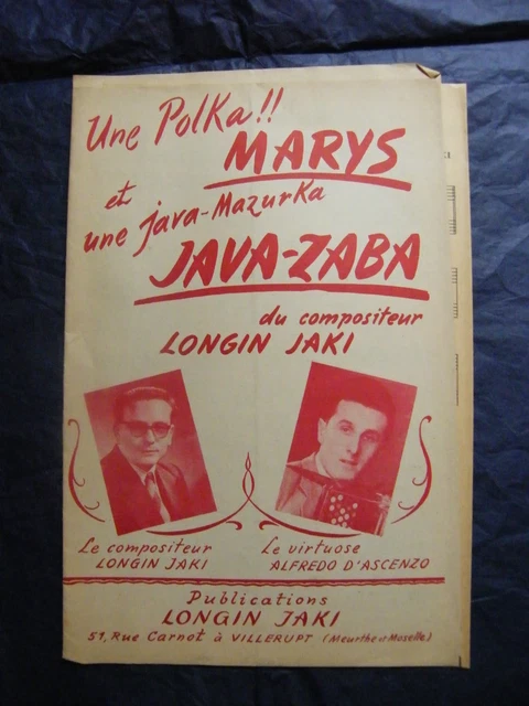 PARTITURA MARYS E Java Zaba Jaki E D'Ascenzo 1953 Foglio Musicale EUR ...