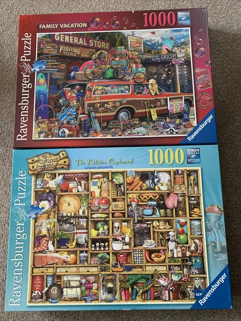 RAVENSBURGER 1000 PIECE jigsaw X2. puzzles. Family Vacation & Kitchen ...