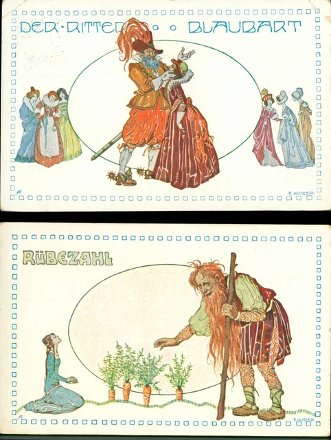 1211 ART NOUVEAU Illustrateur Emil Kutzer Märchen Karte 2 Cp EUR 38,00 ...