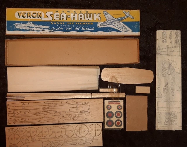 1951 VERON HAWKER SEA-HAWK Jetex free flight kit, very rare Phil Smith ...