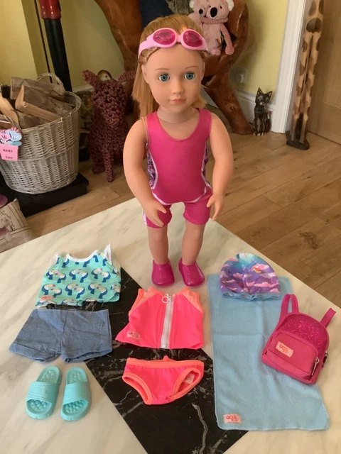 OUR GENERATION DELUX Swimmer doll Maya - original outfit & extras "VGC ...