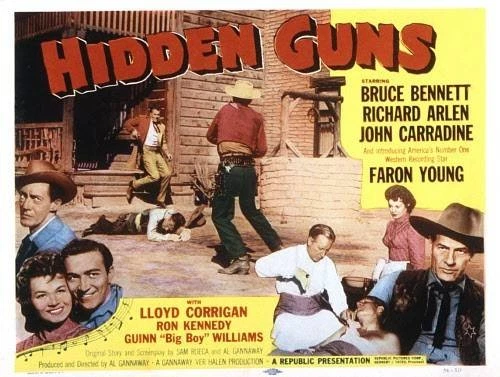 HIDDEN GUNS LOBBY Card John Carradine Angie Dickinson Faron Yo- 1956 ...