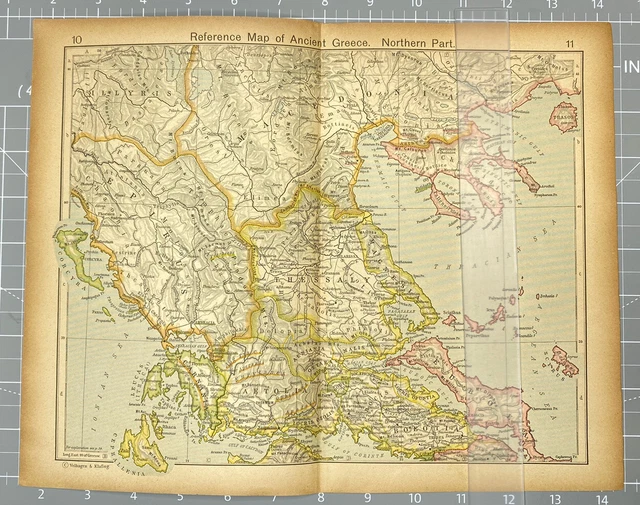 REFERENCE ANCIENT GREECE Northern 1920's Vintage Map Folded Wall Art £ ...