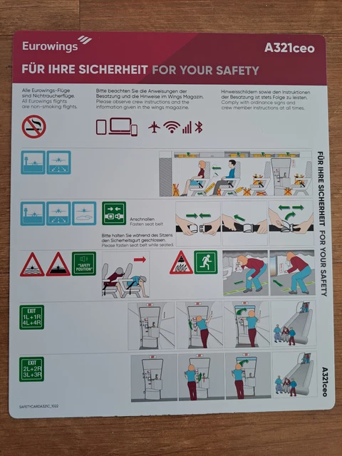 SAFETY CARD EUROWINGS Airbus A321ceo ***NEU*** £2.62 - PicClick UK