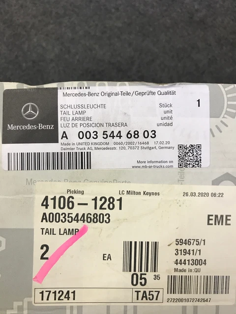 MERCEDES BENZ TAILLIGHT Assembly Atego, Actors A0035446803 £28.00 ...