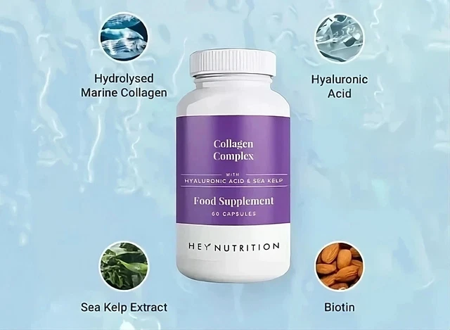HEY NUTRITION-COLLAGEN COMPLEX with Hyaluronic Acid , Biotin & Sea Kelp ...