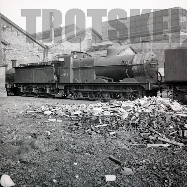 LARGER NEGATIVE BR British Railways Steam Loco 43180 Class 3F Canklow ...