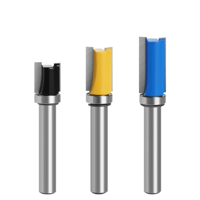 FLUSH TRIM ROUTER Bit Set Straight Template Pattern Cutter Woodworking ...