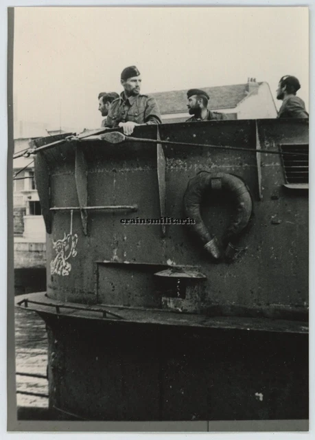 REPRO FOTO KRIEGSMARINE U-Boot U-71 mit Wappen im Hafen SAINT-NAZAIRE ...