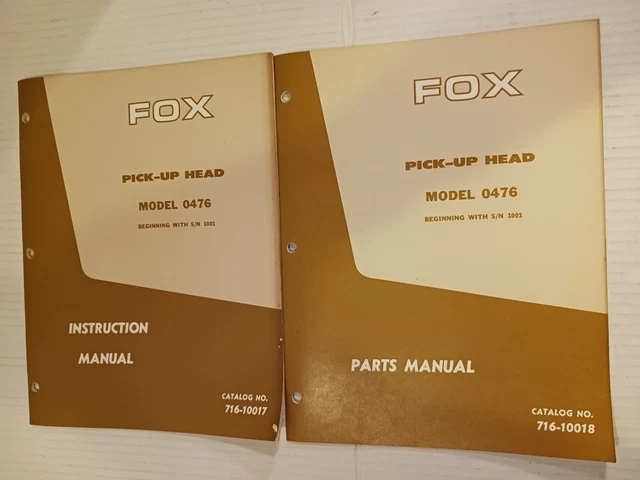 VINTAGE FOX PICK-UP Head Model 0476 Instruction/parts Manual. Lot 2 $18 ...