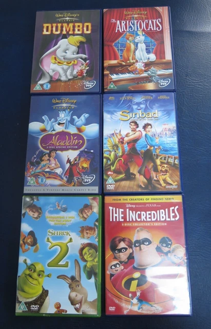 DISNEY BUNDLE/JOBLOT- 6 DVDs - Films inc. Dumbo, Aristocats, Aladdin ...