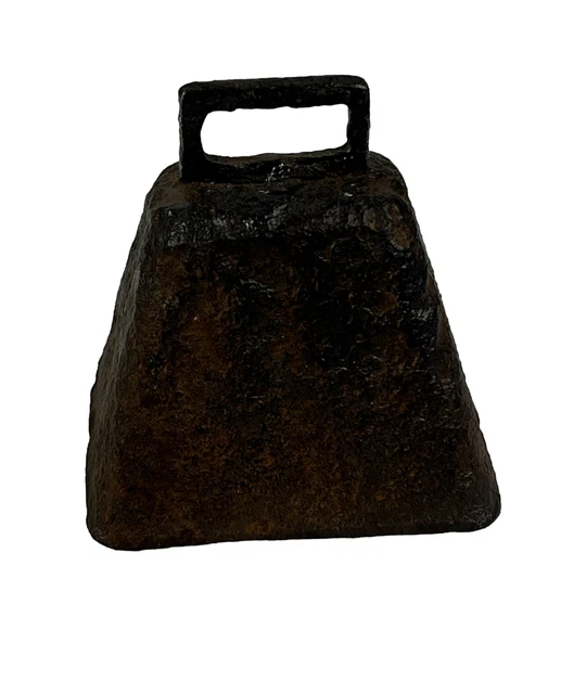 VINTAGE COW BELL Hand Forged CAST IRON Livestock Metal ~ Small ~ Late ...