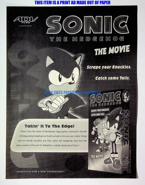 SONIC THE HEDGEHOG the Movie ADV Films Anime 1999 Print Magazine Ad ...
