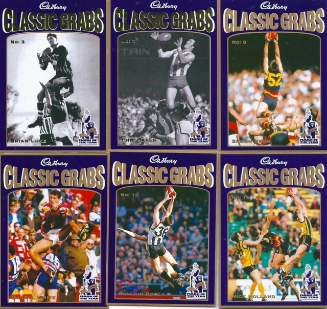 AFL SELECT CADBURY classic grabs card you choose your card 1998 & 1999 ...