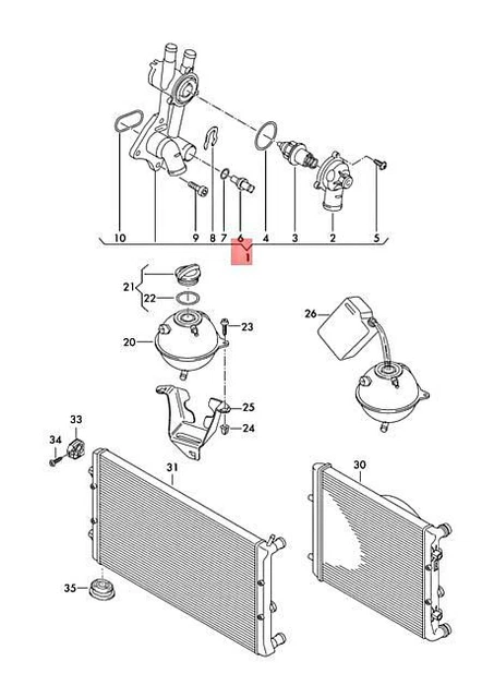 ORIGINAL VW GOLF R32 Plus GTI Rabbit coolant regulator housing ...