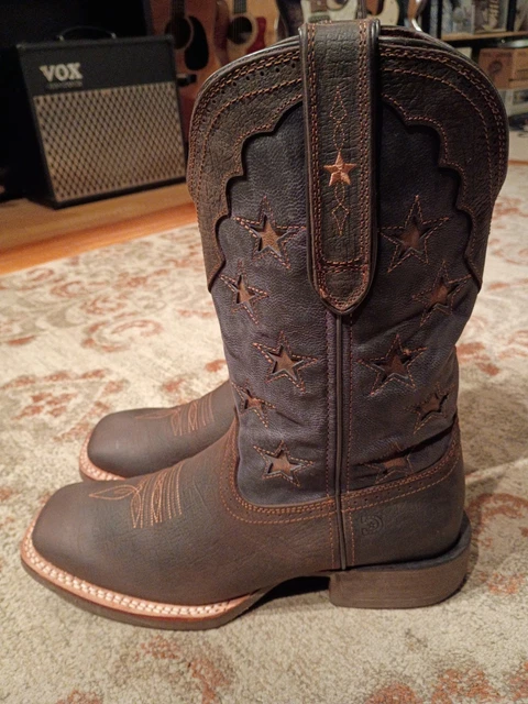 DURANGO REBEL PRO Vintage Flag Brown Leather S Toe Cowboy Boots Ddb0303 ...