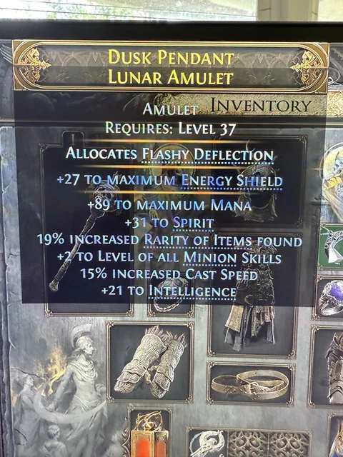 PATH OF EXILE 2 Poe2 Amulet 89 Mana 27 Shield 19 Item Find 2 Minion ...