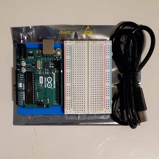 BRAND NEW ARDUINO Uno R3 Microcontroller w/ Breadboard, Base Plate, USB ...