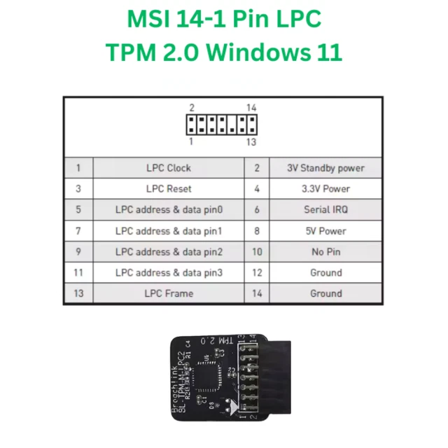 TPM 2.0 MSI 14-1 pin LPC | Trusted Platform Modul | Windows 11 | NEU EUR 18,99 - PicClick DE