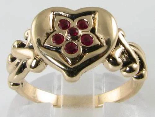 HEAVY 9K 9CT Gold Ruby Heart Poison Locket Art Deco Ins Ring Free ...