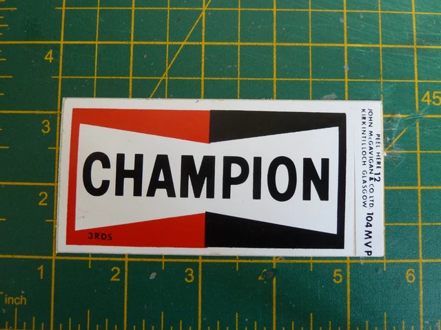 ORIGINAL VINTAGE CHAMPION Spark Plug Sticker Decal Classic Motorsport ...