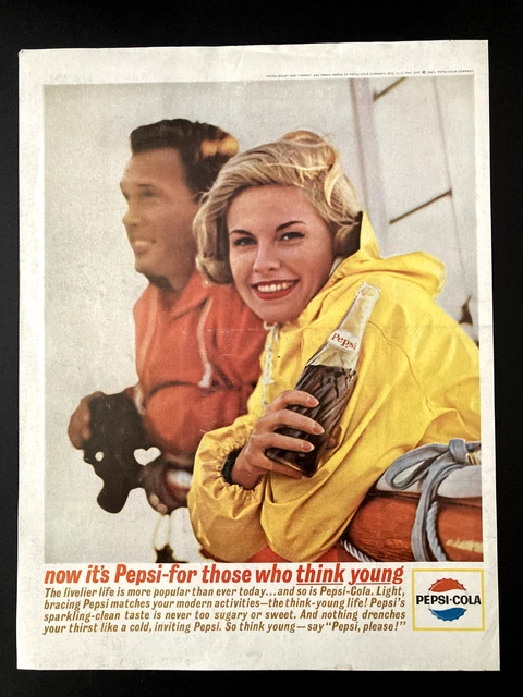 PEPSI-COLA - BOATING Blonde 1963 Original 60s Vintage Magazine Paper ...