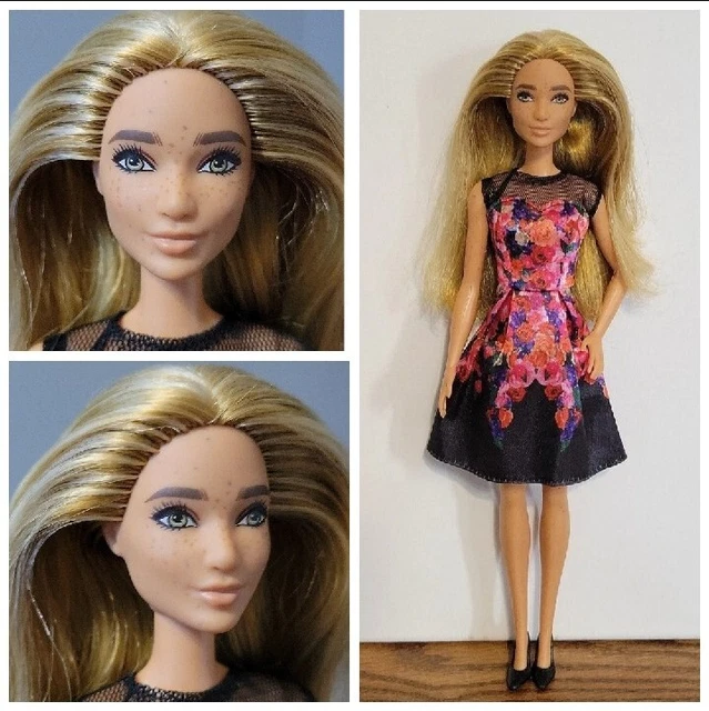 Rare Mattel Barbie Fashionista Doll Blond Hair Brown Eyes Freckles Body