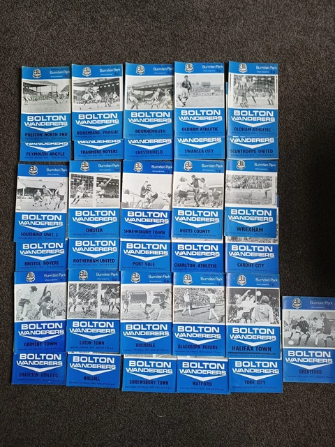 BOLTON WANDERERS FOOTBALL Programmes. Full Set Of 31 Home Games 1972/73 ...
