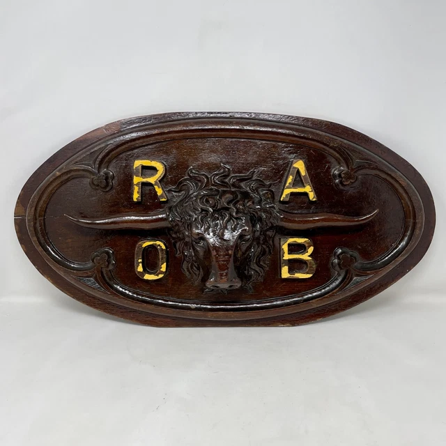 VERY RARE ROYAL Antediluvian Order of Buffaloes Lodge Sign RAOB Buffalo ...