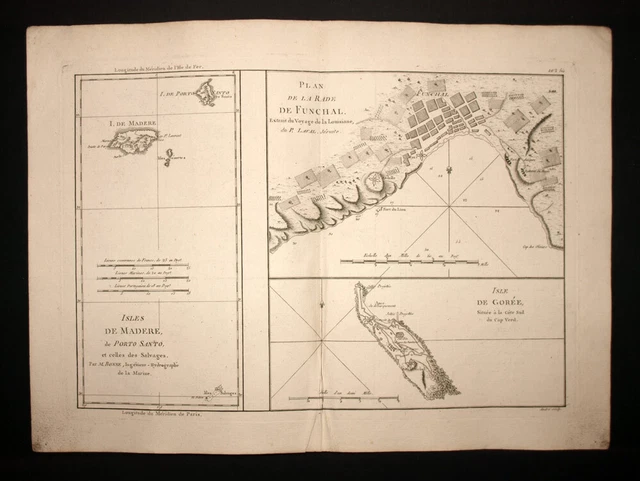 L'ILE DE MADERE et GORÉE carte géographique ancienne 1787 old ...