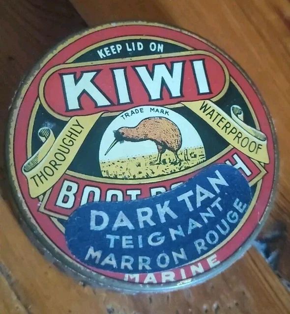 BOÎTE PUBLICITAIRE TÔLE cirage KIWI, jamais Ouverte, Darkan, Années 40 ...