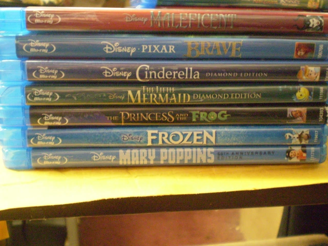 (7) DISNEY PRINCESS Blu-Ray/DVD Lot: Cinderella Brave Frozen Little ...