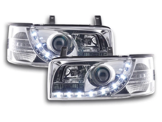 SCHEINWERFER SET DAYLIGHT LED TFL-Optik VW Bus Typ T4 90-96 chrom für ...