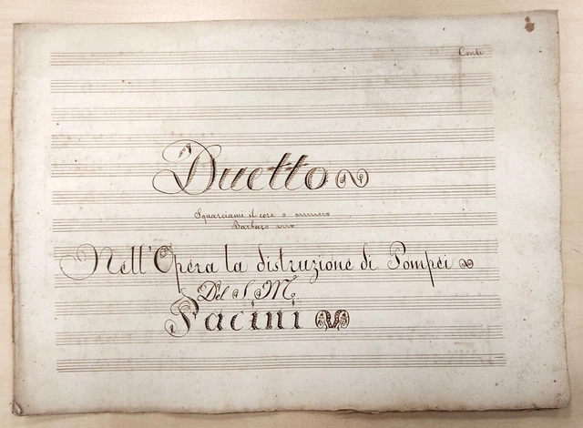 SPARTITO MANOSCRITTO XIX sec. Duetto ne La distruzione di Pompei di ...