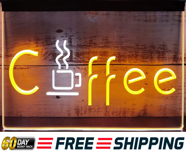 COFFEE SHOP CAFE Open LED Neon Light Sign Business Display Wall Art ...