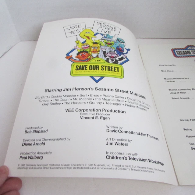 VINTAGE 1985 SESAME Street LIVE Save Our Street Program & Activity ...