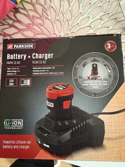PARKSIDE 12V 2AH Battery And Charger For Cordless Power Tool PAPK12A2 ...