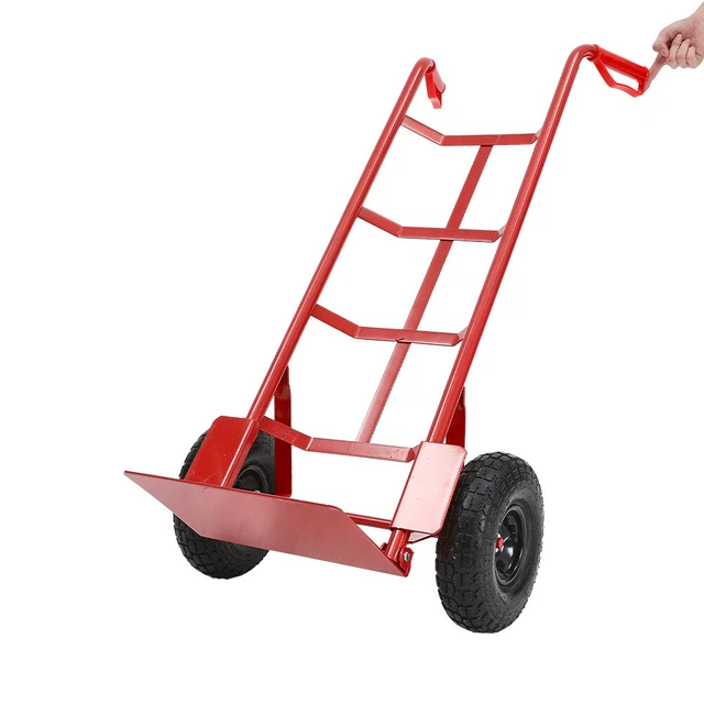 200KG FOLDING RED Hand Trolley Sack Barrow Truck Cart w/ Pneumatic ...