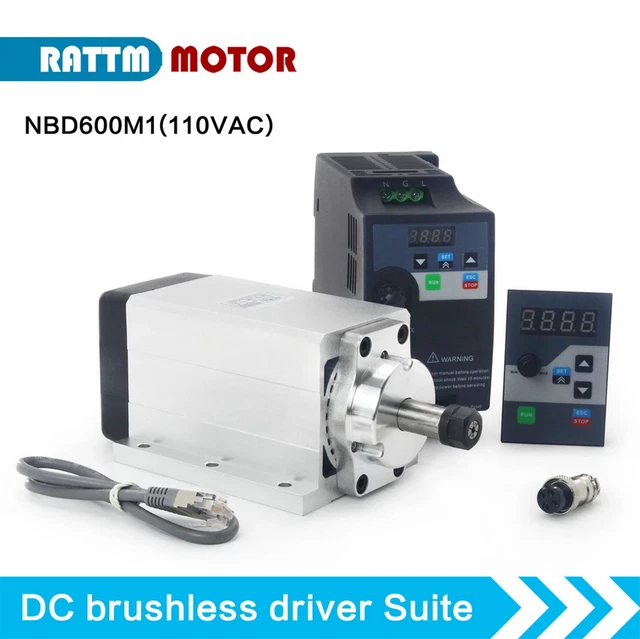 CNC BRUSHLESS SPINDLE motor kit 600W Square spindle ER11+DBD600M2 BLDC ...