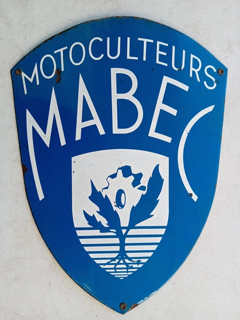 PLAQUE ÉMAILLÉE PUBLICITAIRE Machine Agricole MABEC motoculteurs garage ...