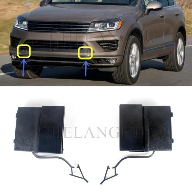 PAIR FRONT BUMPER Tow Hook Eye Cover Cap Unpainted For VW Touareg 2015 ...