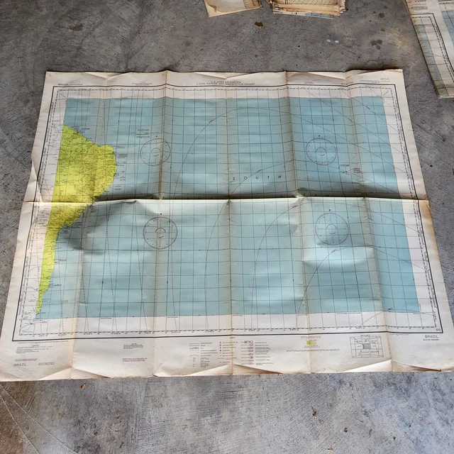 1944 US ARMY WWII Long Range Air Navigation Chart Topographic Map ...