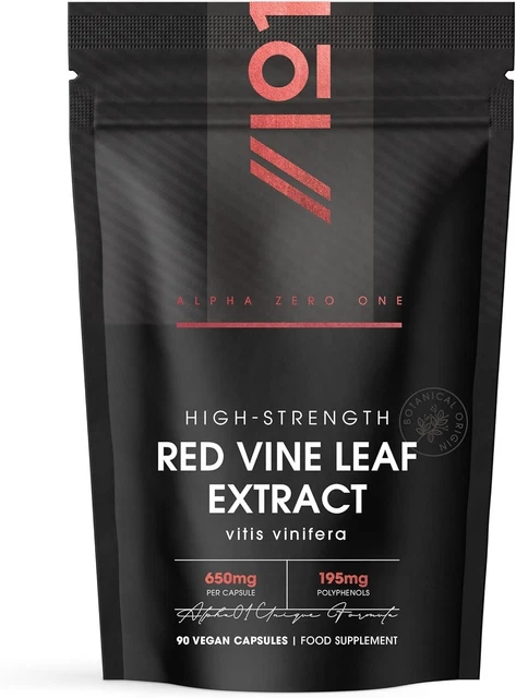 RED VINE LEAF Extract 650mg 30% Polyphenols (195mg) Equivalent to 9 ...