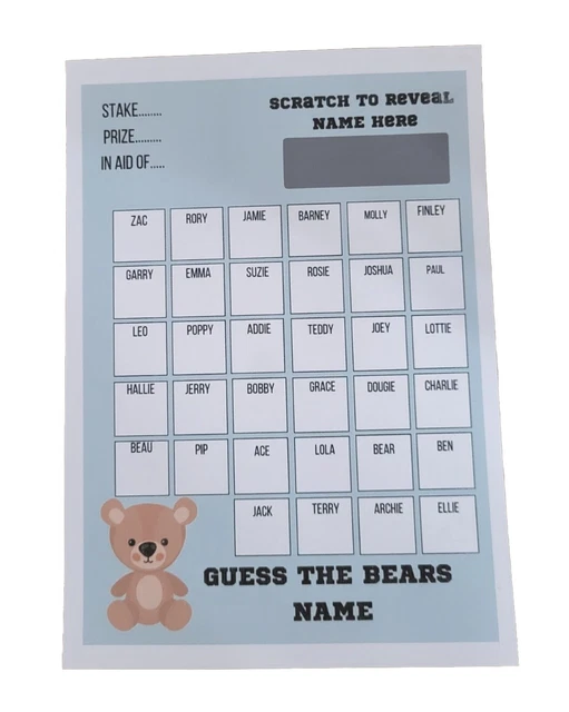 FUNDRAISING SCRATCH CARD Guess The Name Of The Easter Bunny Fayre Party ...