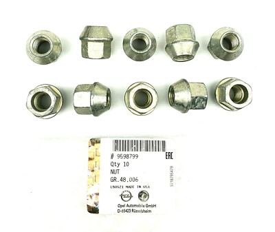 10X ORIGINAL OPEL GM Wheel Nuts M12 x 1.5 Astra Badge Zafira Mokka ...