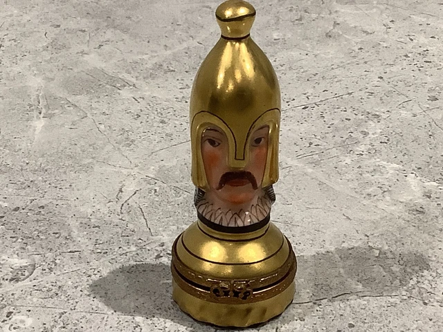 UNUSUAL AND RARE Limoges France opening chess piece GOLD army pawn ...
