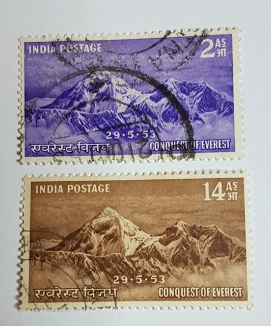 INDIA:1953 CONQUEST OF Mount Everest Set completo usato SG344/5 EUR 2 ...