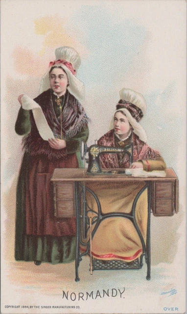 SINGER SEWING MACHINE Normandy France Traditional Costume Women EPV2 ...
