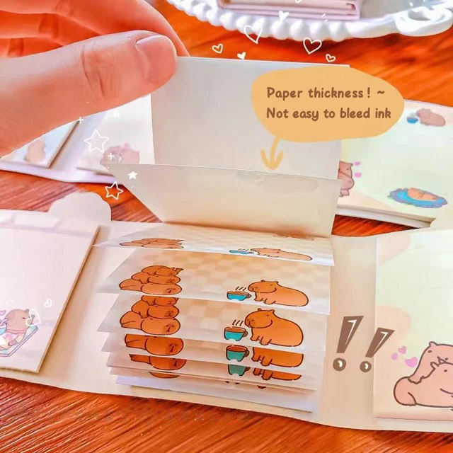 70SHEETS PORTABLE NOTEBOOK Creative Cartoon Cute Capybara Sticky Note ...