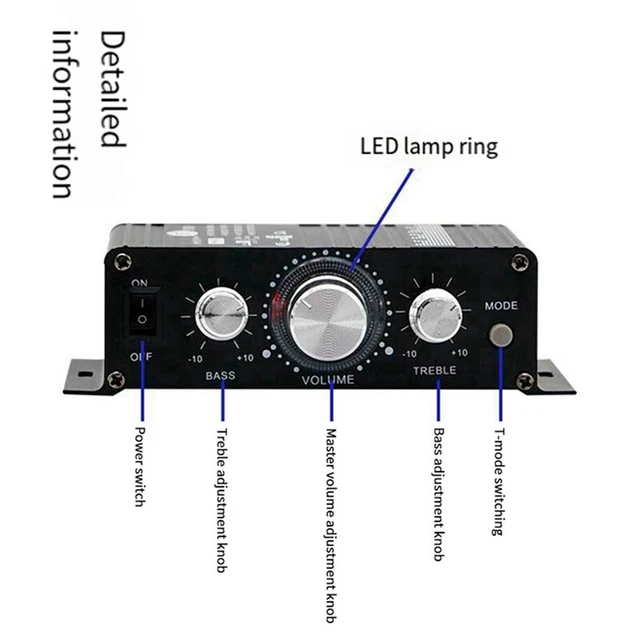 2-CHANNEL 30W CAR Digital Bluetooth Audio Amplifier 12V Hifi Stereo ...